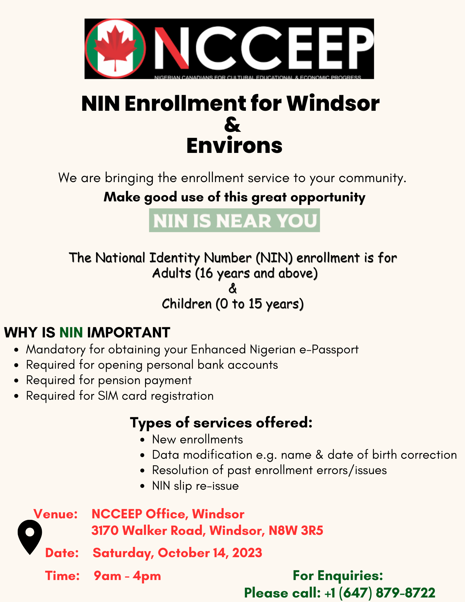 National Identity Number Enrollment – NCCEEP